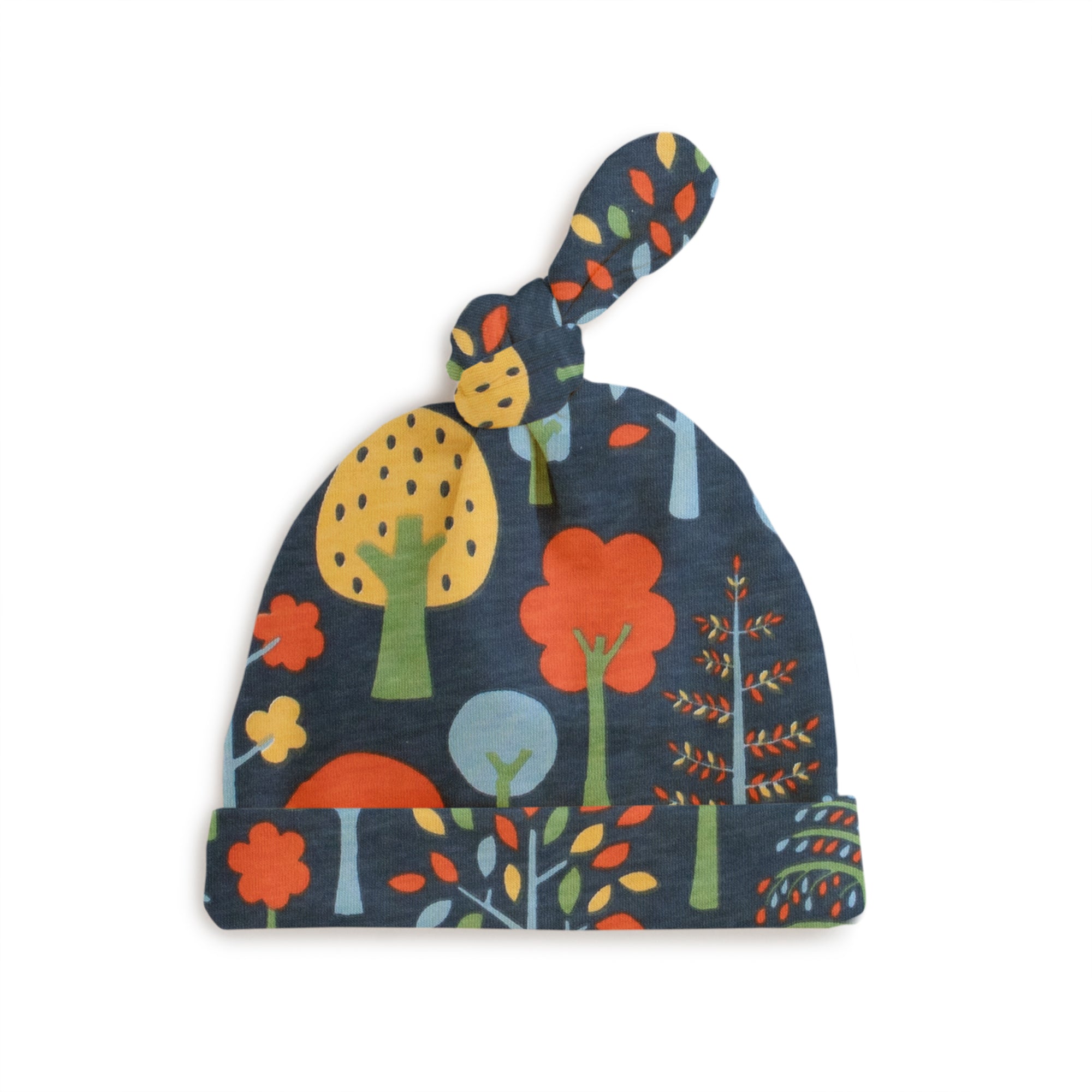 Knotted Baby Hat - Trees Navy & Green – Winter Water Factory