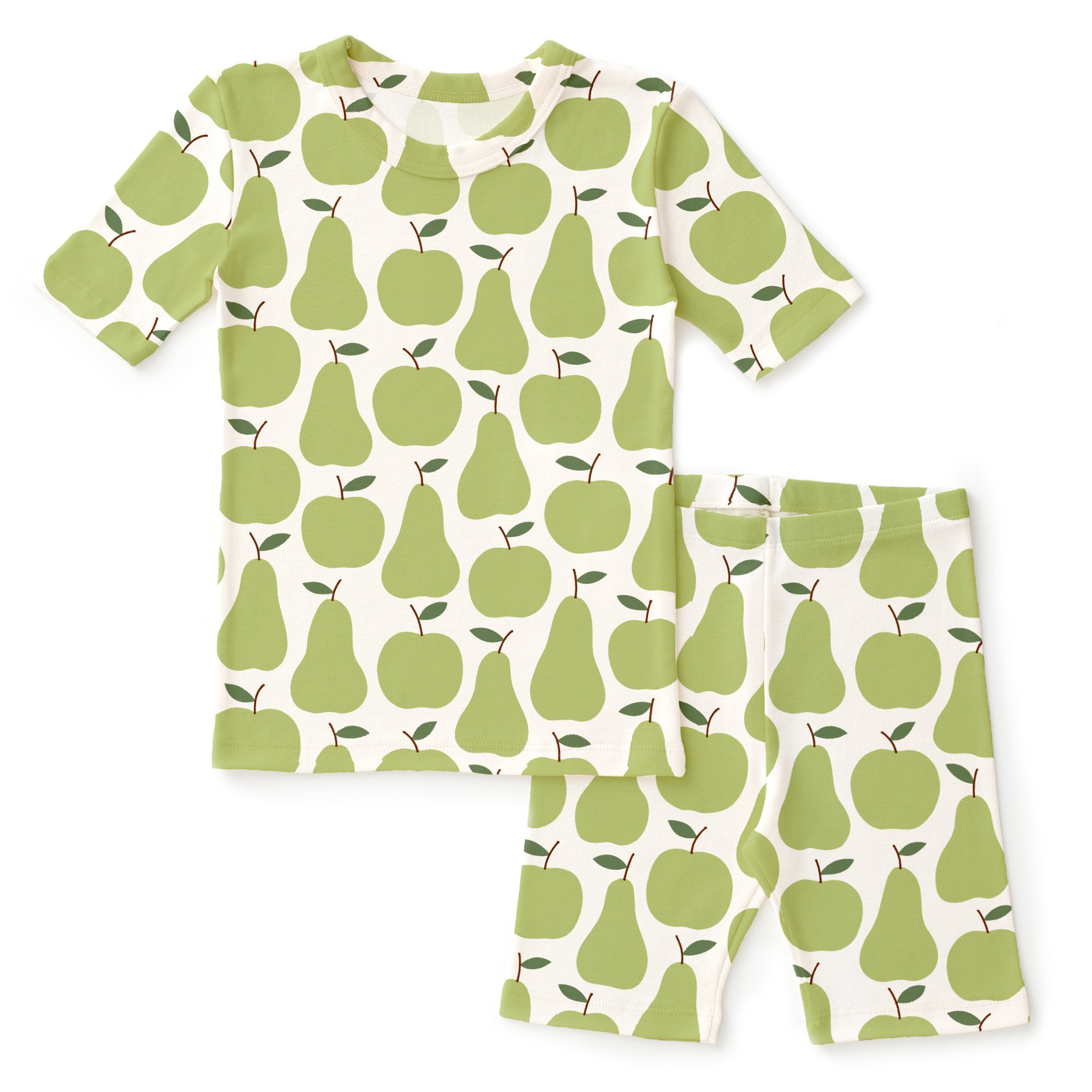Kids Summer Pajama Set - Apples & Pears Green – Winter Water Factory